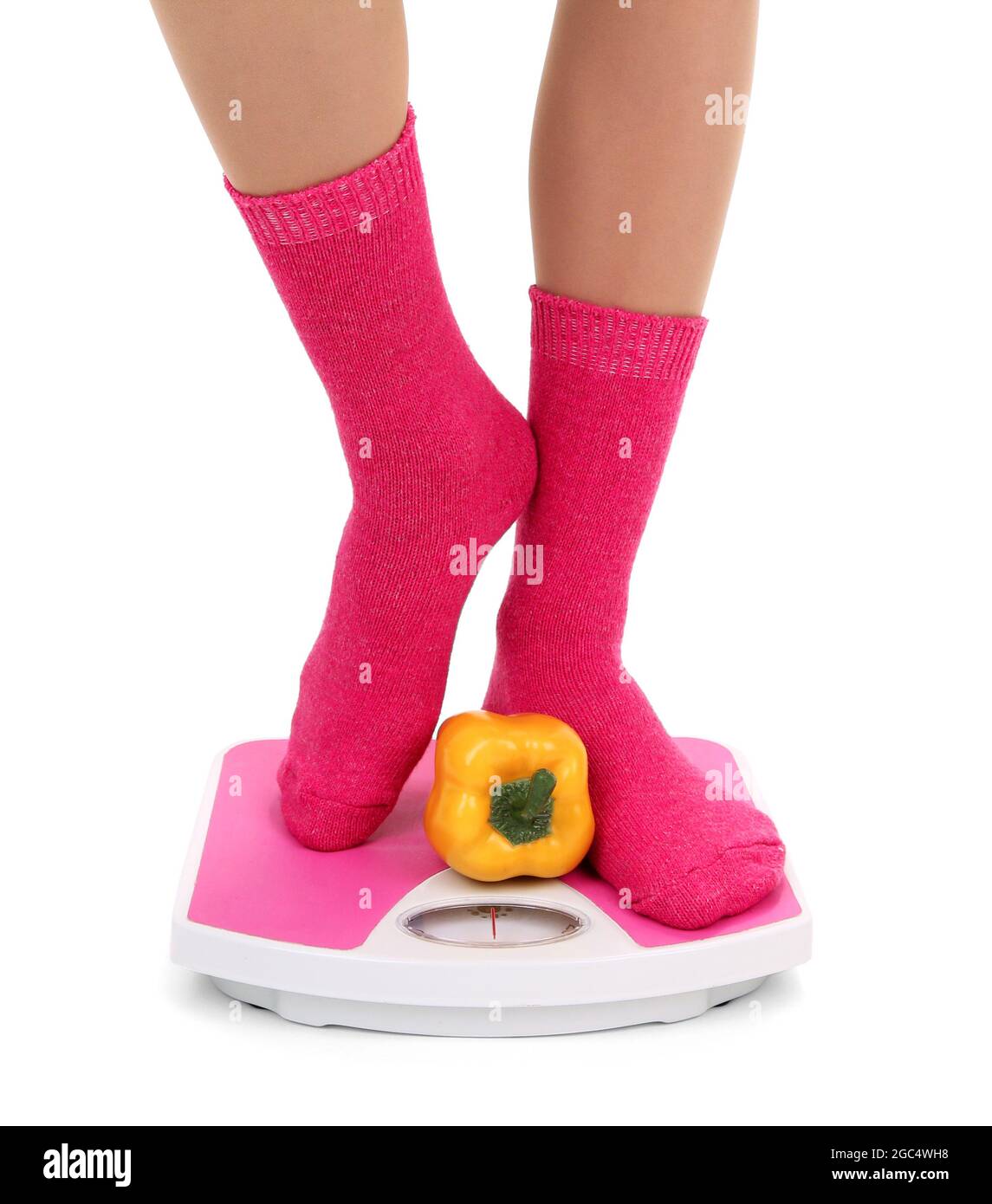Weighing scales diet feet woman Cut Out Stock Images & Pictures - Alamy