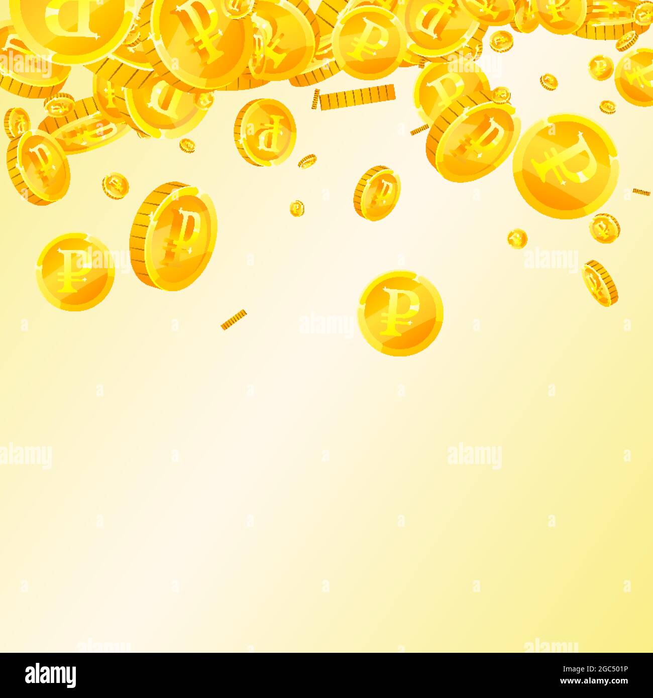 Russian ruble coins falling. Exquisite scattered RUB coins. Russia ...
