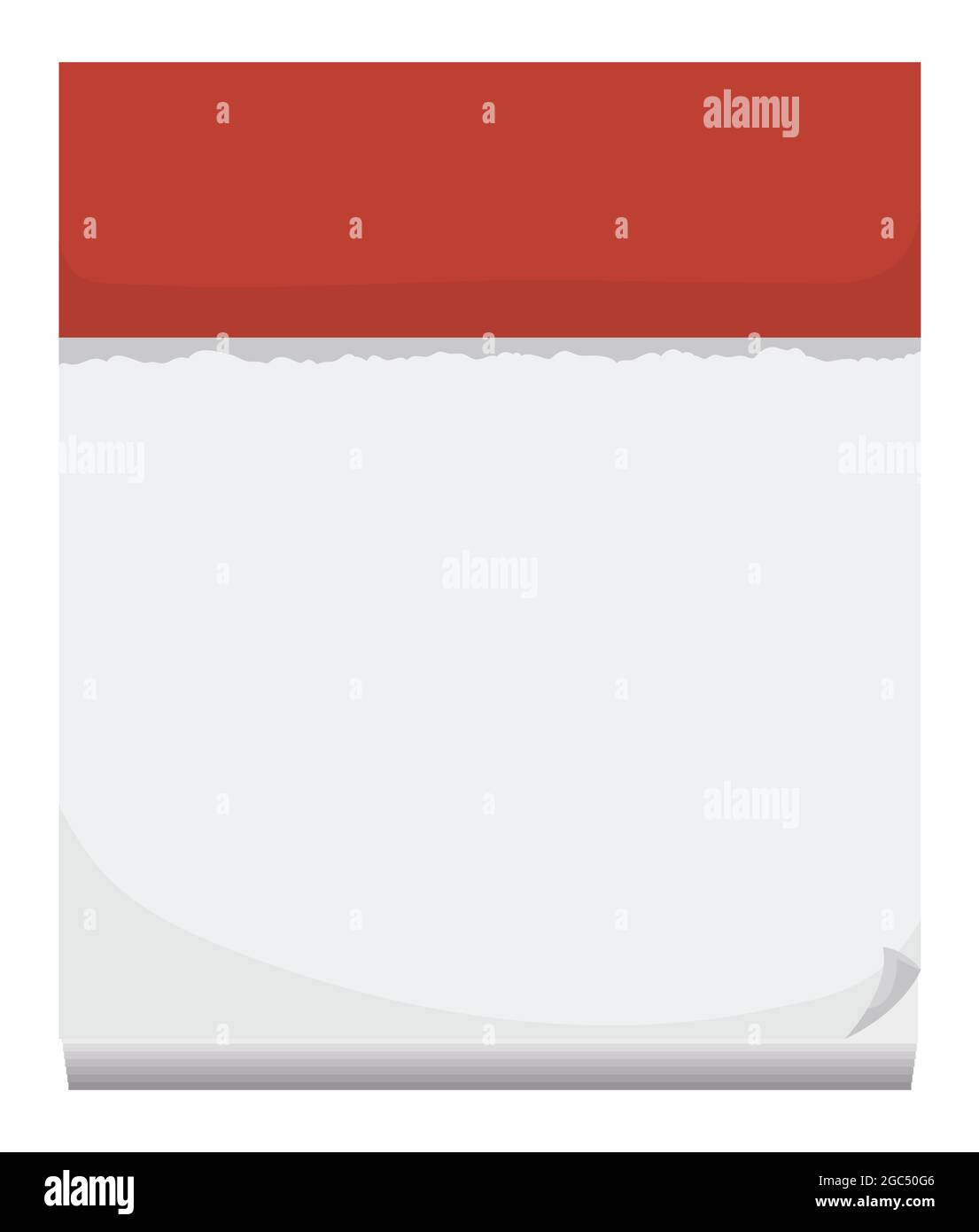 Empty template with a loose-leaf calendar block in cartoon style, over ...