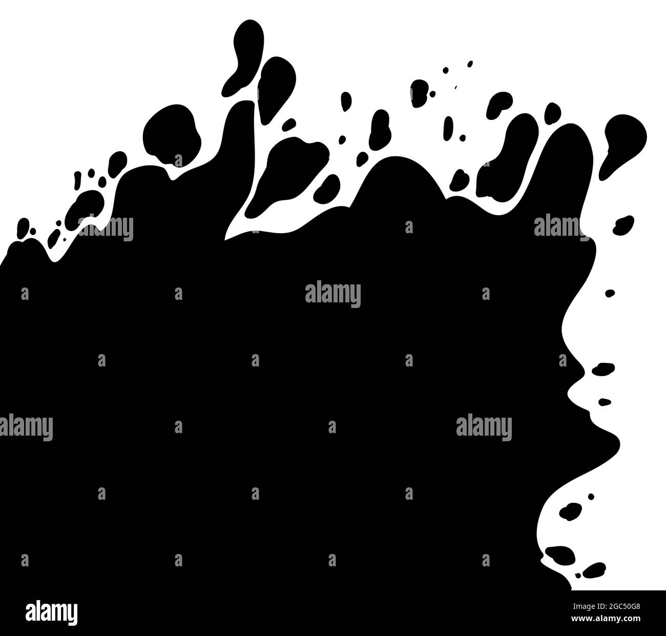 Black splatter from the bottom of the design, isolated over white ...