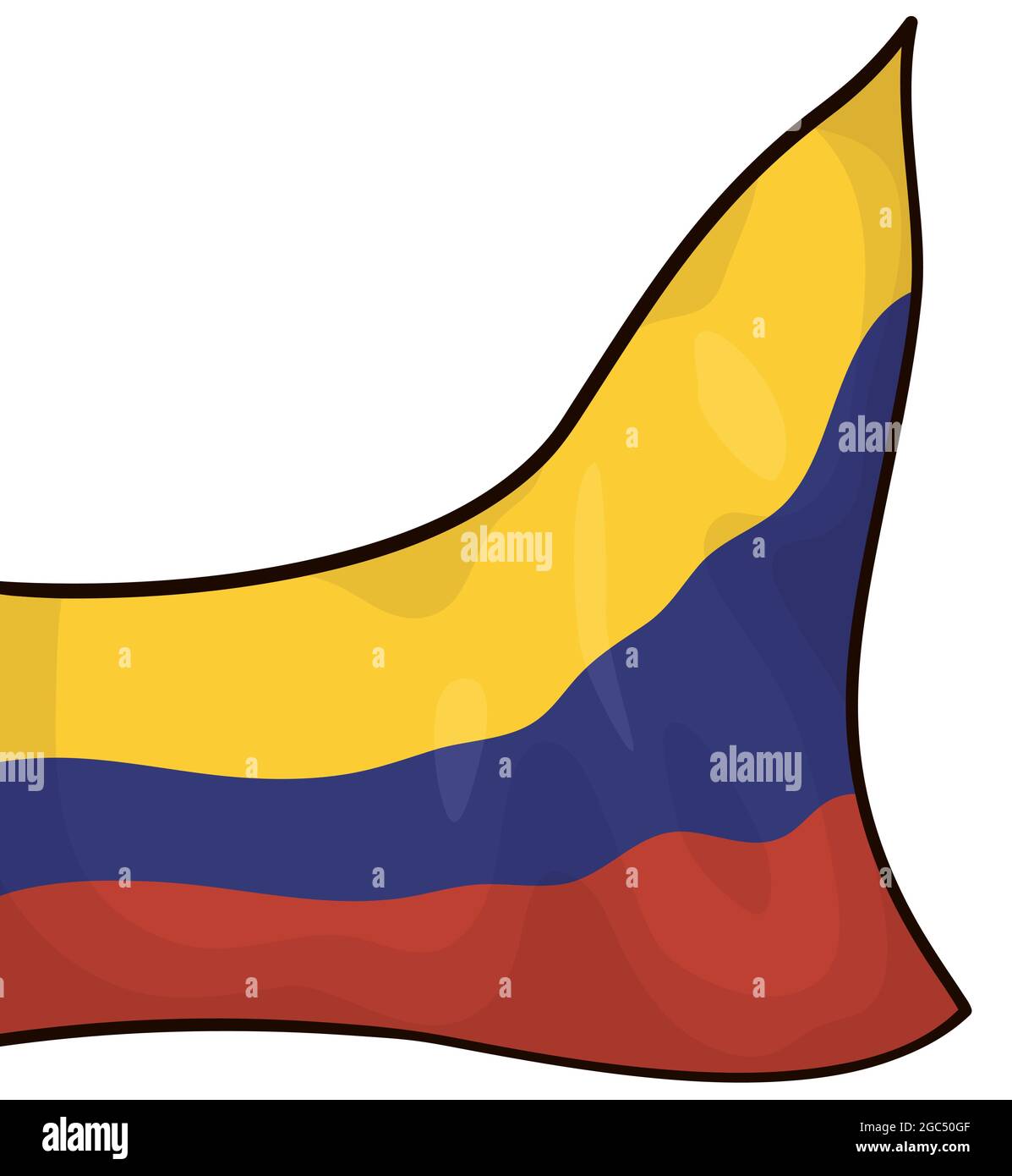 Colombian waving flag coming out from the left in cartoon style ...
