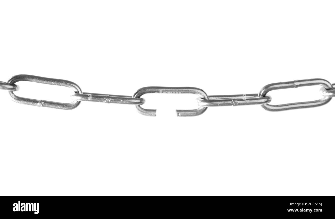 Broken chain isolated on white Stock Photo - Alamy