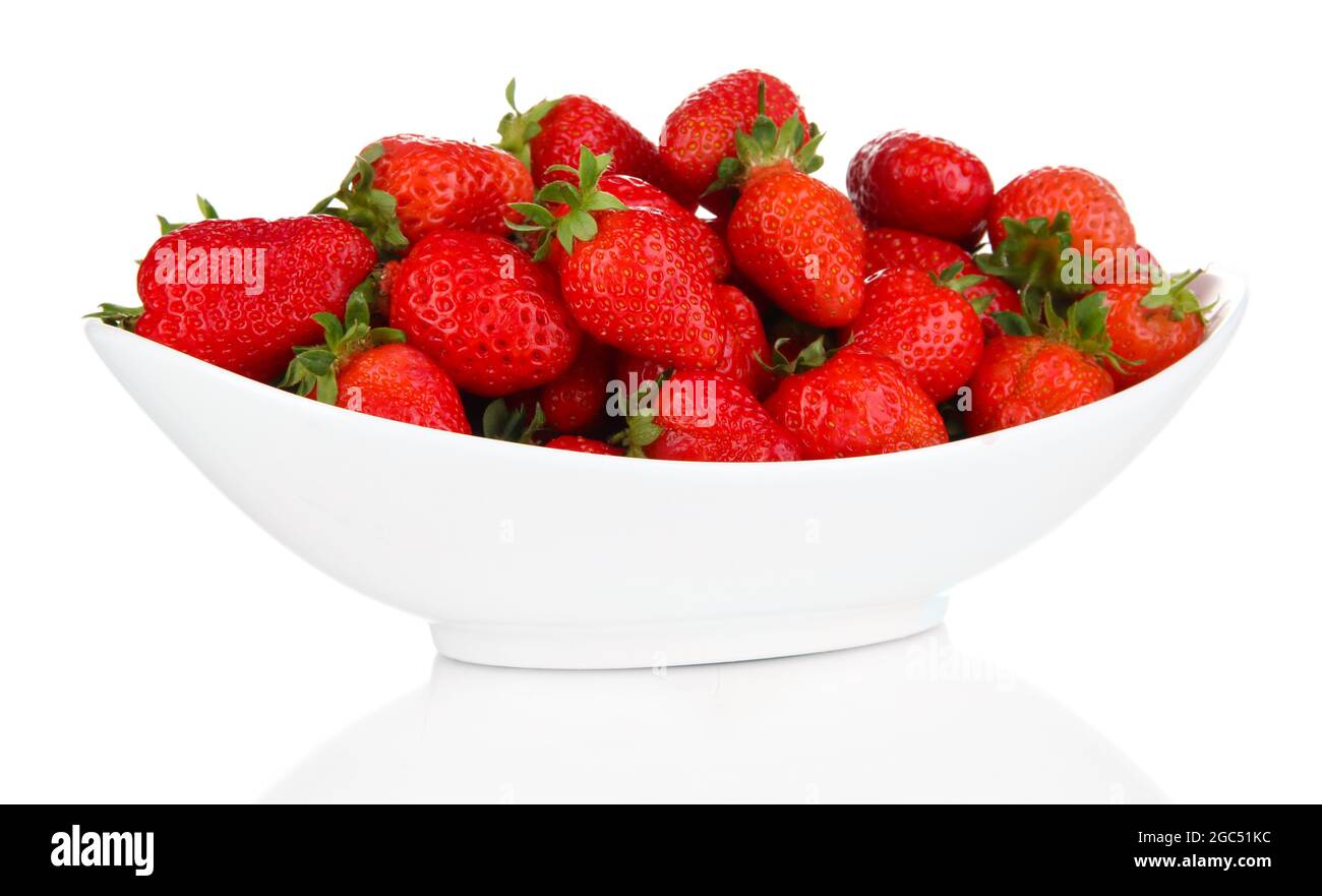 Fresh strawberry in bowl isolated on white Stock Photo - Alamy