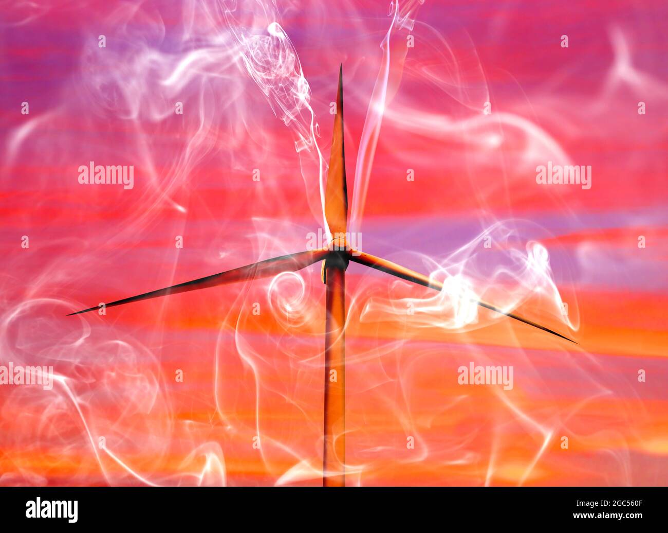 Wind turbine and heat, conceptual illustration Stock Photo - Alamy