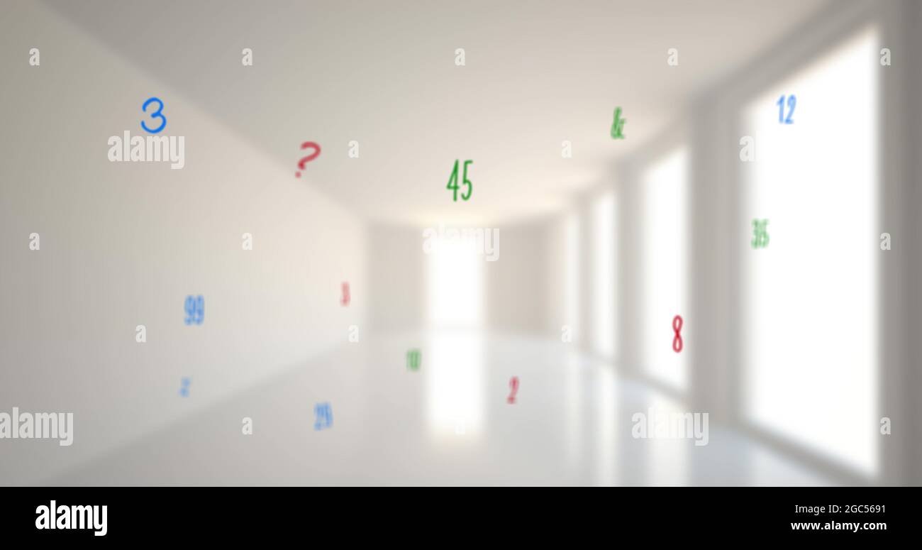 Digital composition of mathematical numbers and symbols floating ...