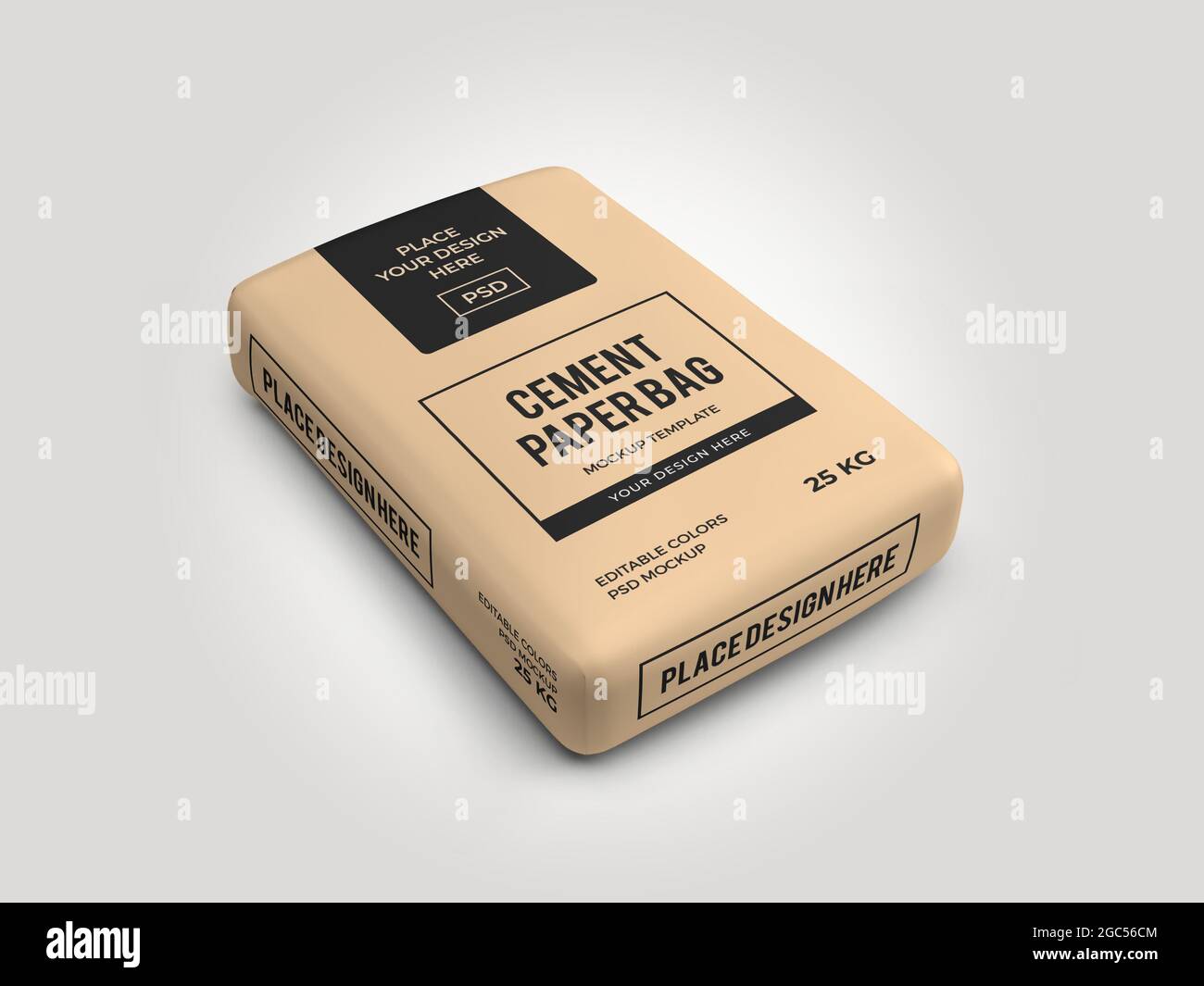 Cement Sack Paper Bag 3D Illustration Mockup Scene on Isolated ...
