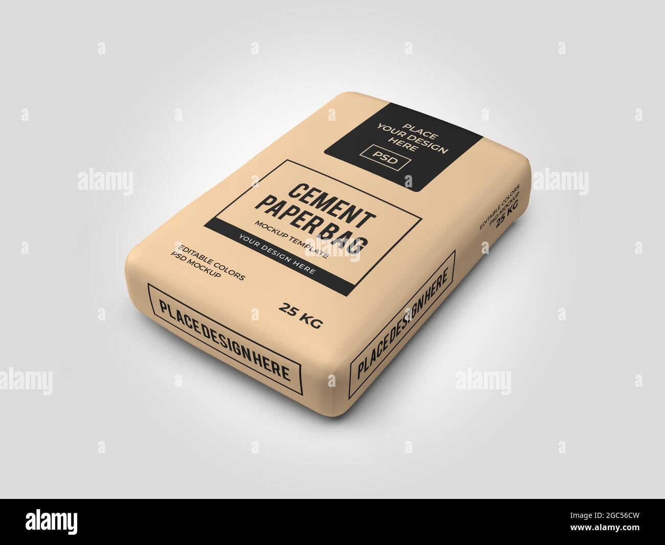Cement Sack Paper Bag 3D Illustration Mockup Scene on Isolated ...