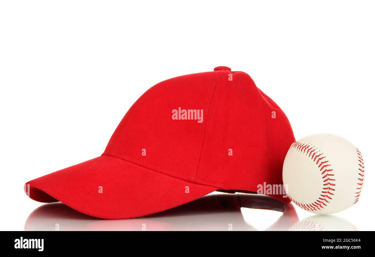 Red peaked cap isolated on white Stock Photo - Alamy