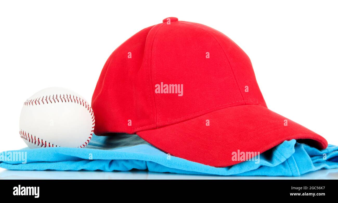 Red peaked cap isolated on white Stock Photo - Alamy