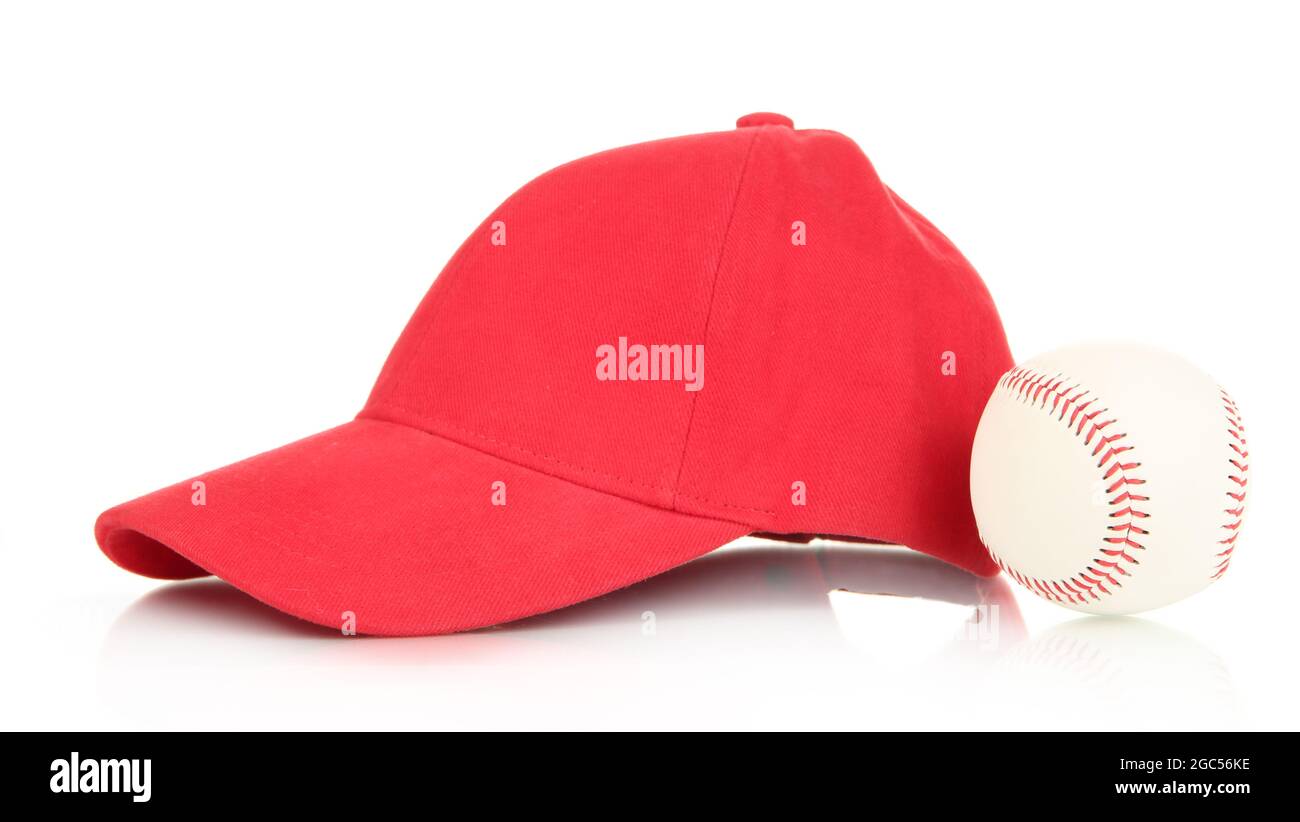 Red peaked cap isolated on white Stock Photo - Alamy