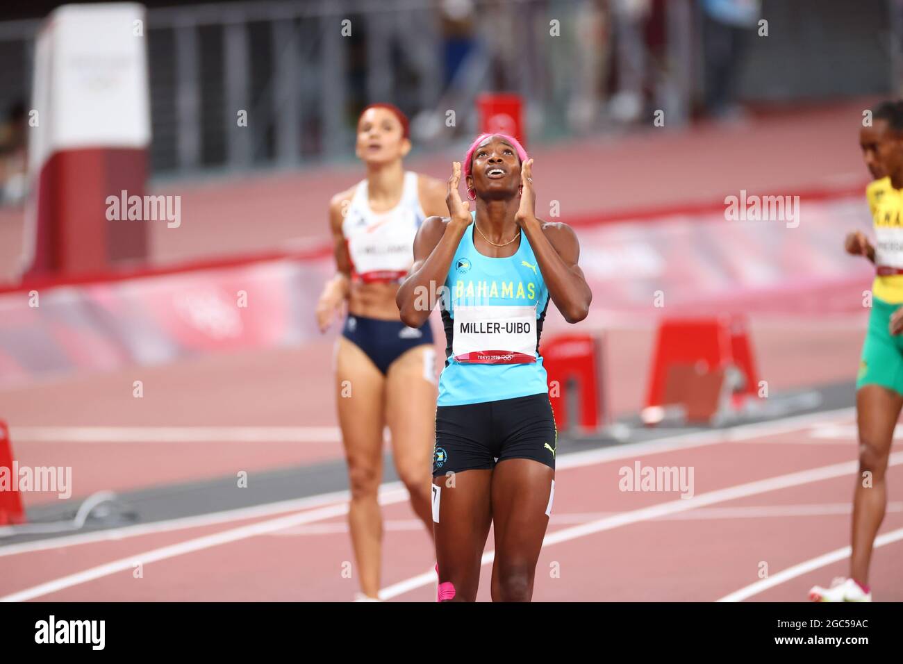 Tokyo, Japan. 6th Aug, 2021. Shaunae MILLER-UIBO (BAH) crosses the ...