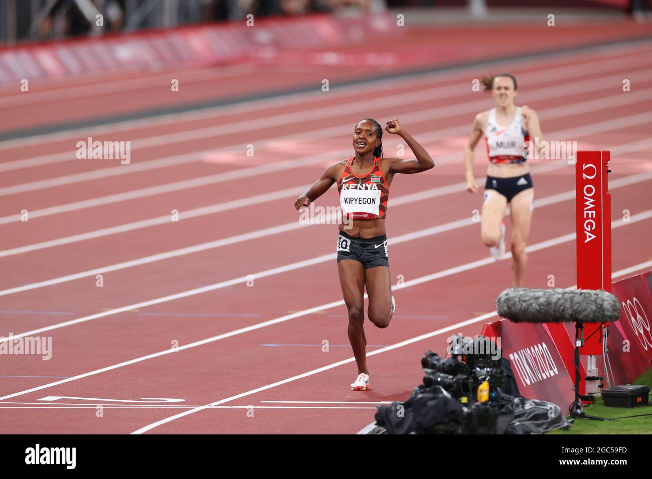 Tokyo, Japan. 6th Aug, 2021. Faith KIPYEGON (KEN) crosses the finish ...