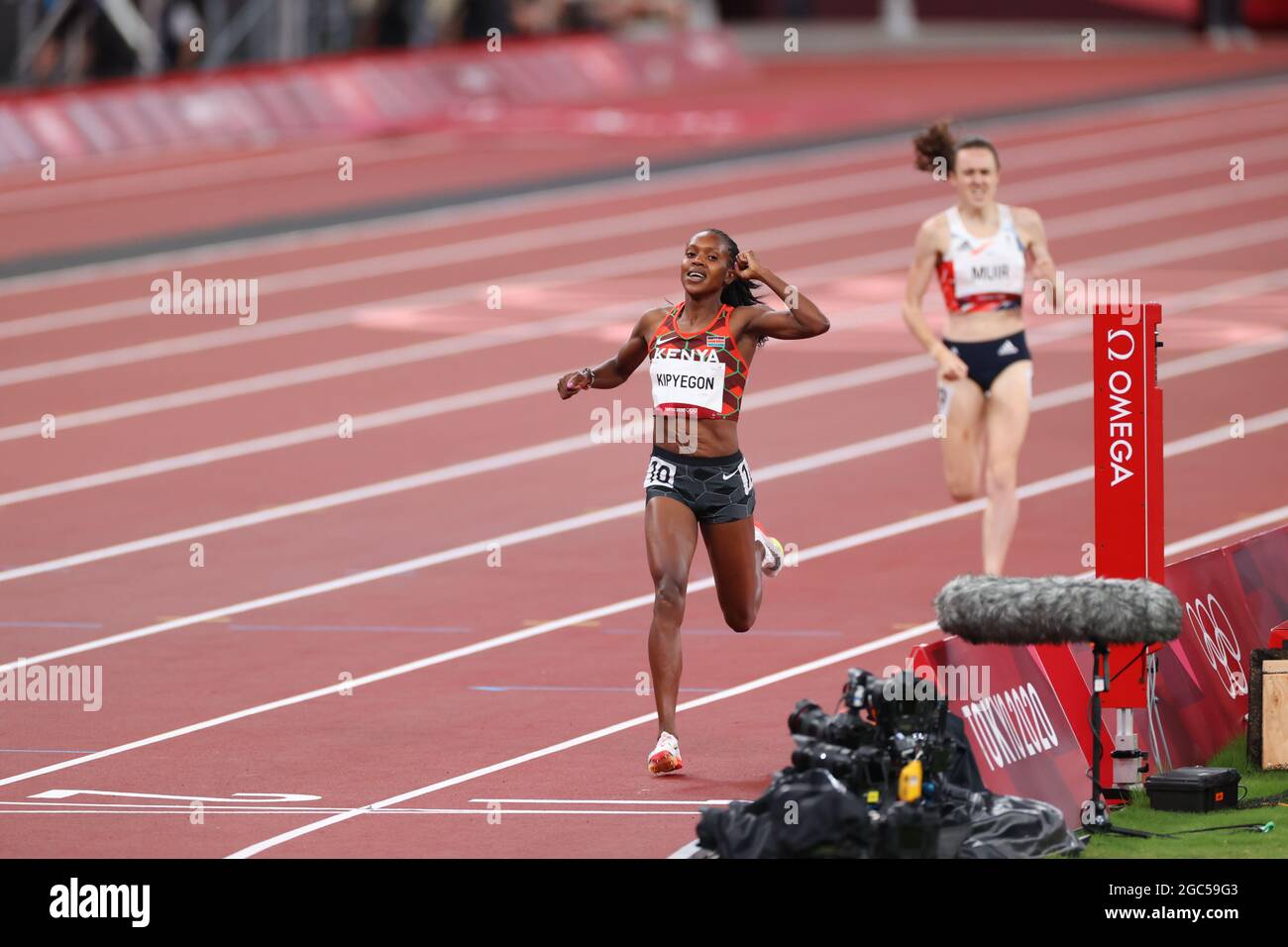 Tokyo, Japan. 6th Aug, 2021. Faith KIPYEGON (KEN) crosses the finish ...