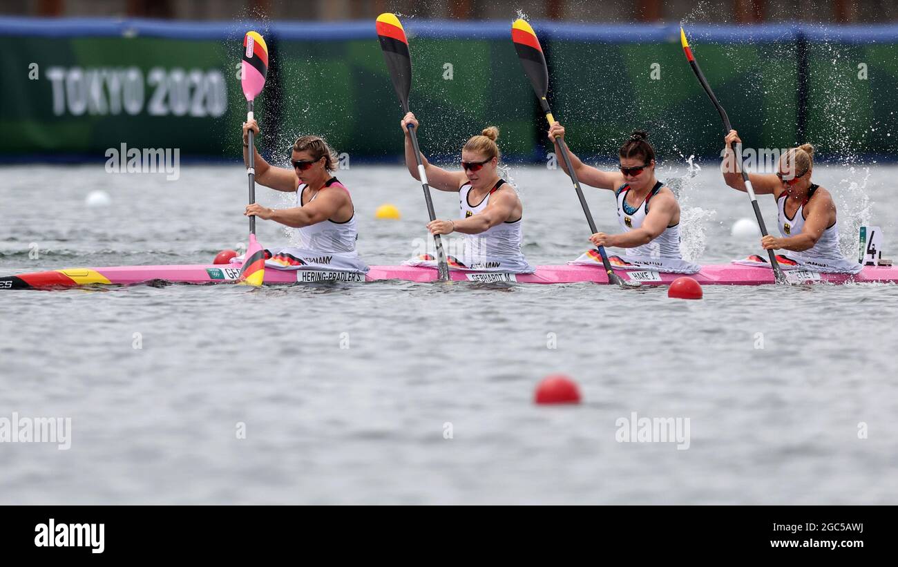 Tokyo, Japan. 07th Aug, 2021. Canoe: Olympics, Kayak Four, 500m, Women ...