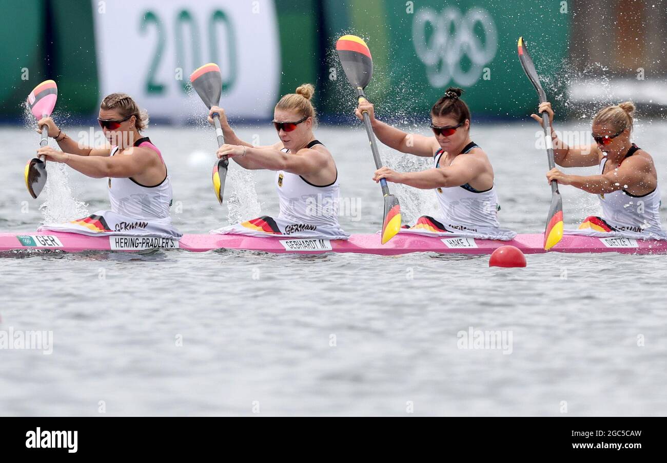 Tokyo, Japan. 07th Aug, 2021. Canoe: Olympics, Kayak Four, 500m, Women ...