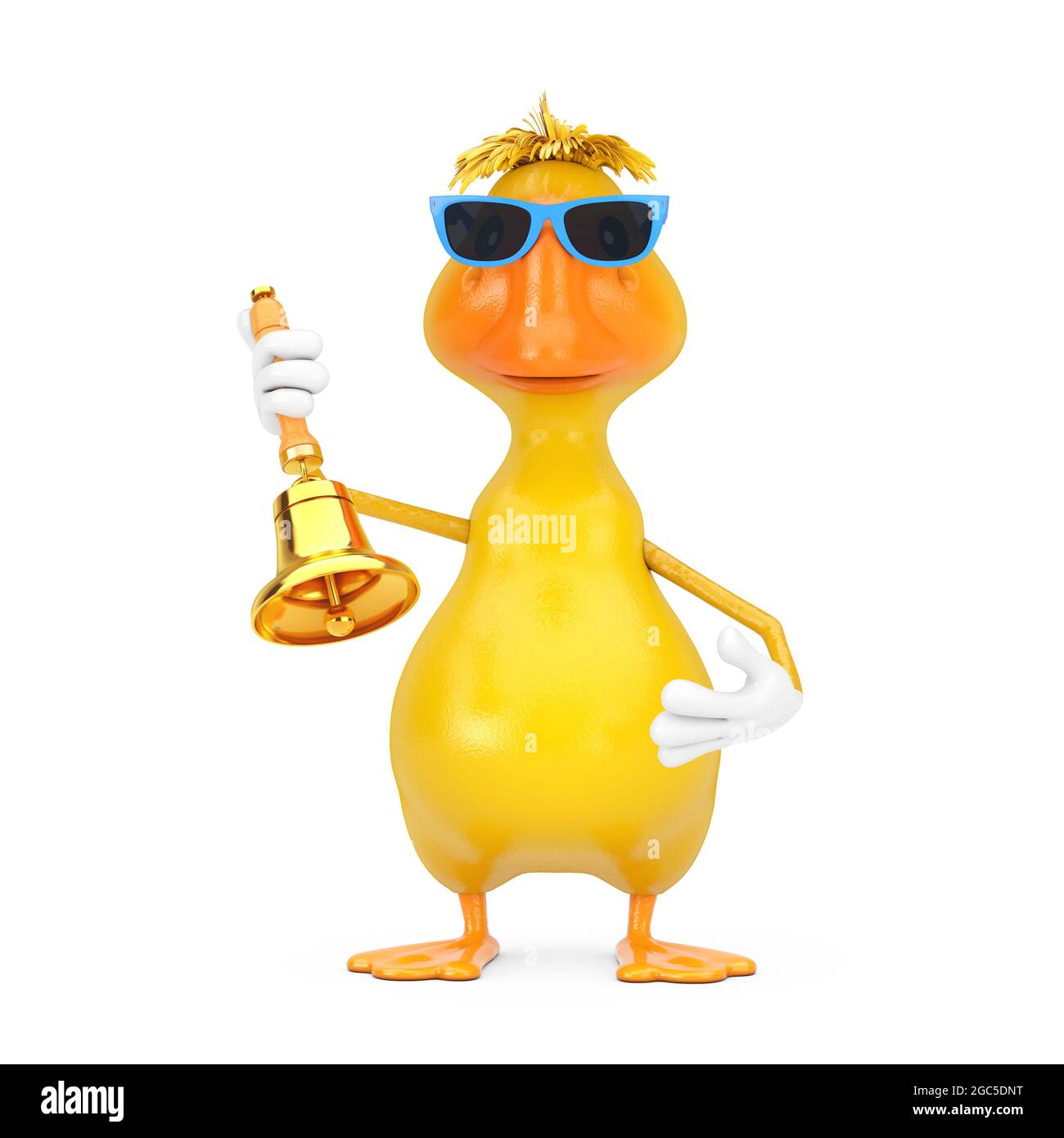 Cute Yellow Cartoon Duck Person Character Mascot with Vintage Golden ...