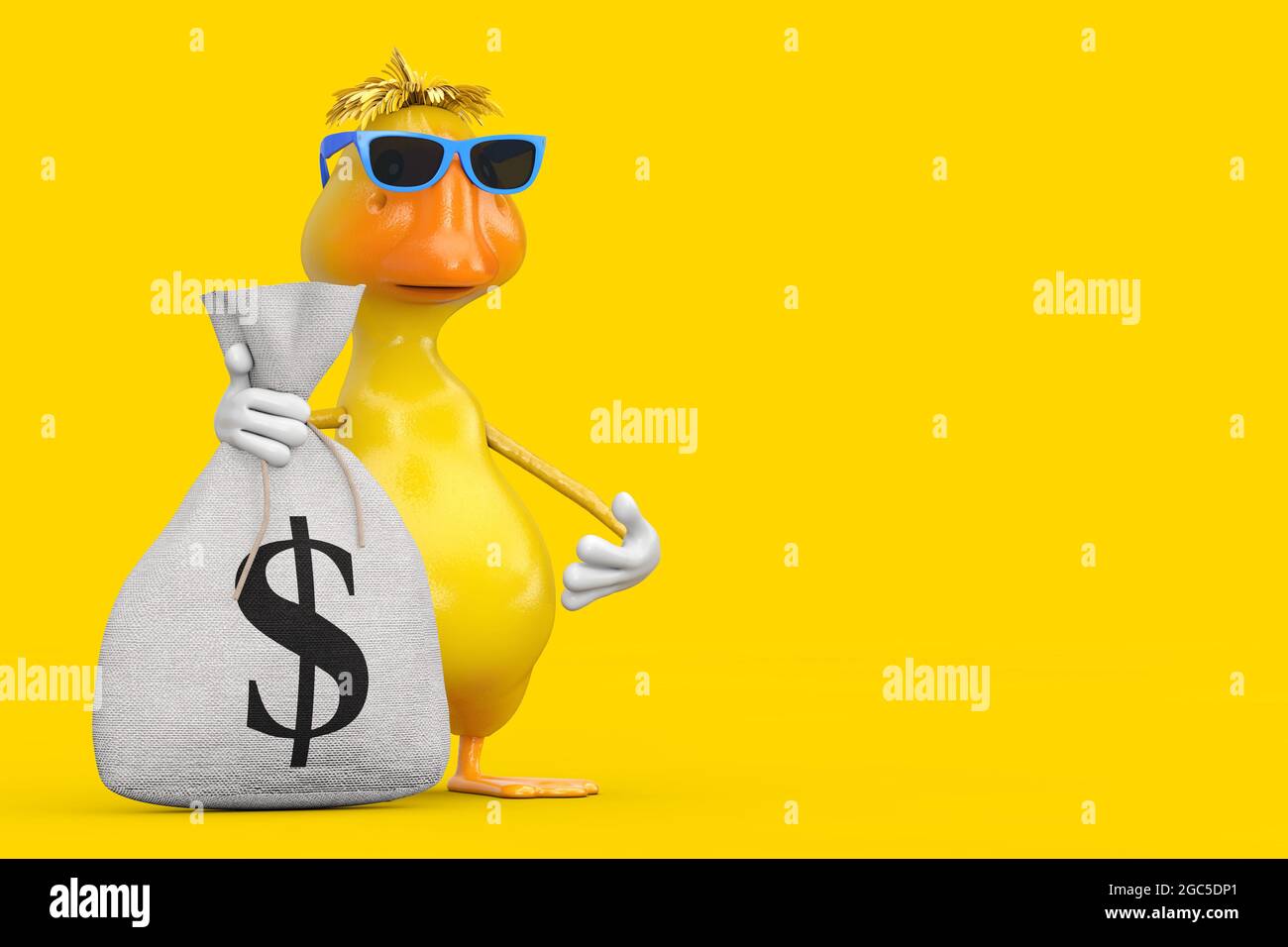 Cute Yellow Cartoon Duck Person Character Mascot with Tied Rustic ...