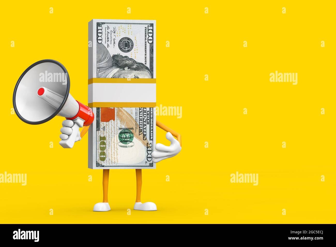 Stack of One Hundred Dollar Bills Person Character Mascot with Red ...