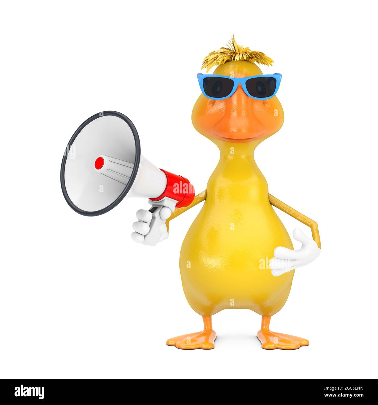 Cute Yellow Cartoon Duck Person Character Mascot with Red Retro ...