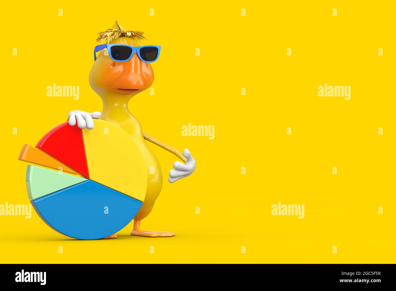 Cute Yellow Cartoon Duck Person Character Mascot with Info Graphics ...