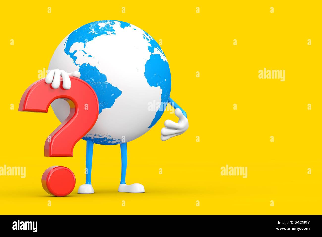 Earth Globe Person Character Mascot with Red Question Mark Sign on a ...
