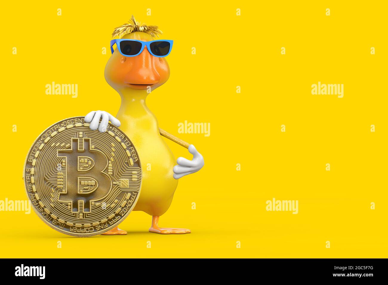 Cute Yellow Cartoon Duck Person Character Mascot with Digital and ...