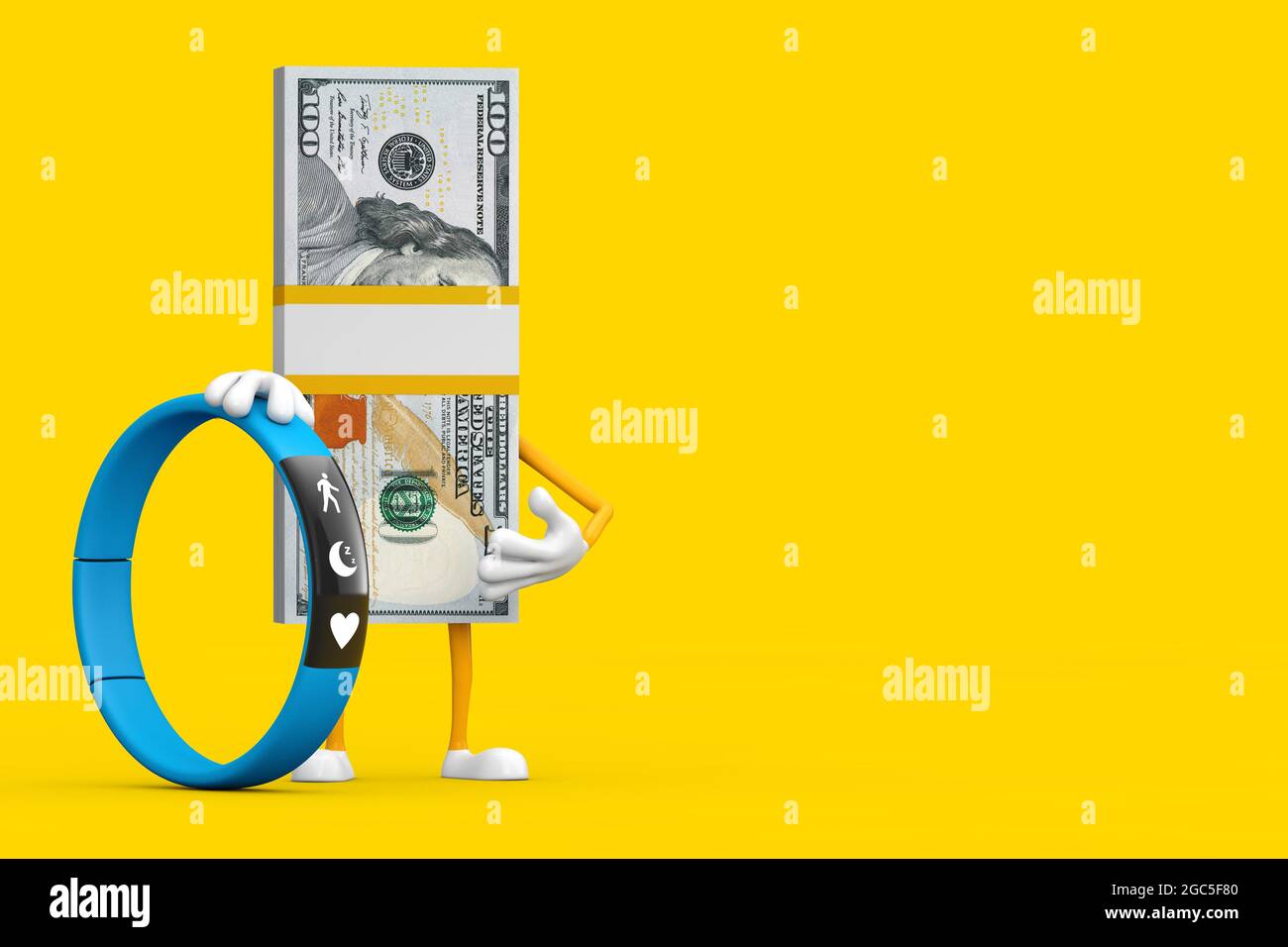 Stack of One Hundred Dollar Bills Person Character Mascot with Blue ...