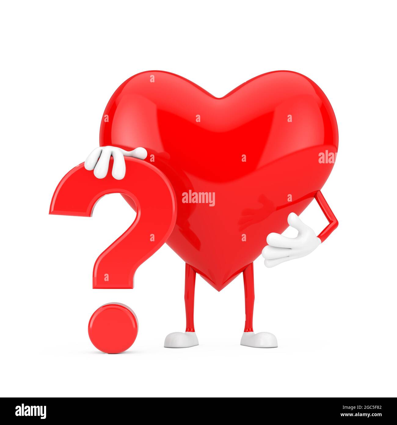 Red Heart Person Character Mascot with Red Question Mark Sign on a ...