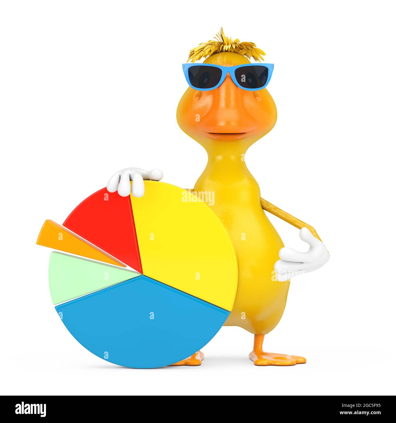 Cute Yellow Cartoon Duck Person Character Mascot with Info Graphics ...