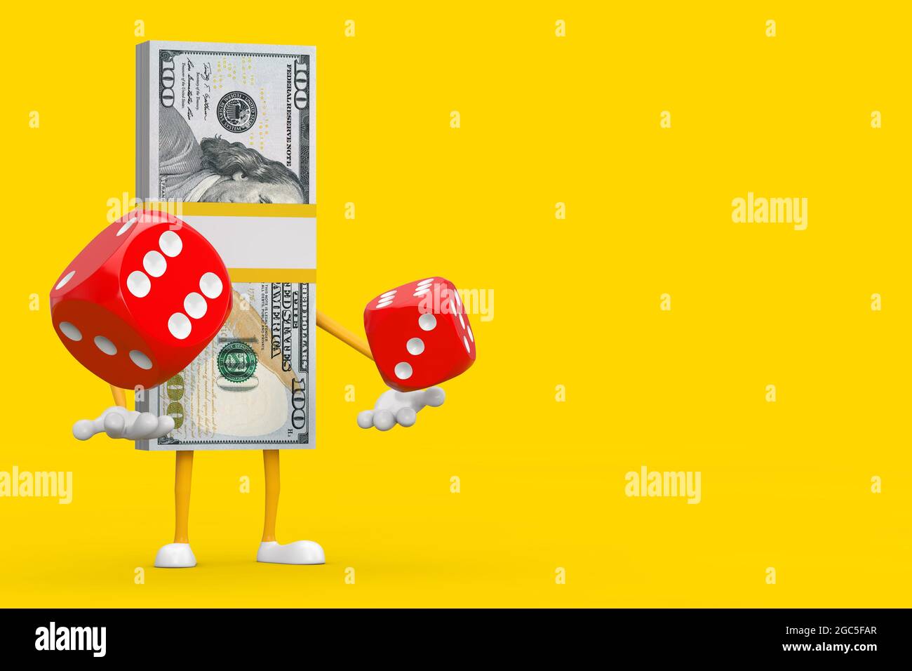 Stack of One Hundred Dollar Bills Person Character Mascot with Red Game ...
