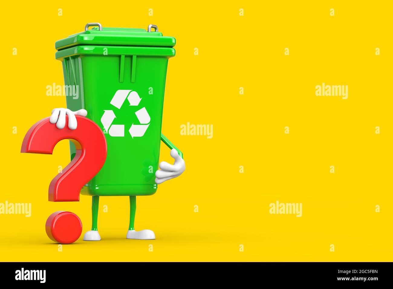 Recycle Sign Green Garbage Trash Bin Person Character Mascot with Red ...