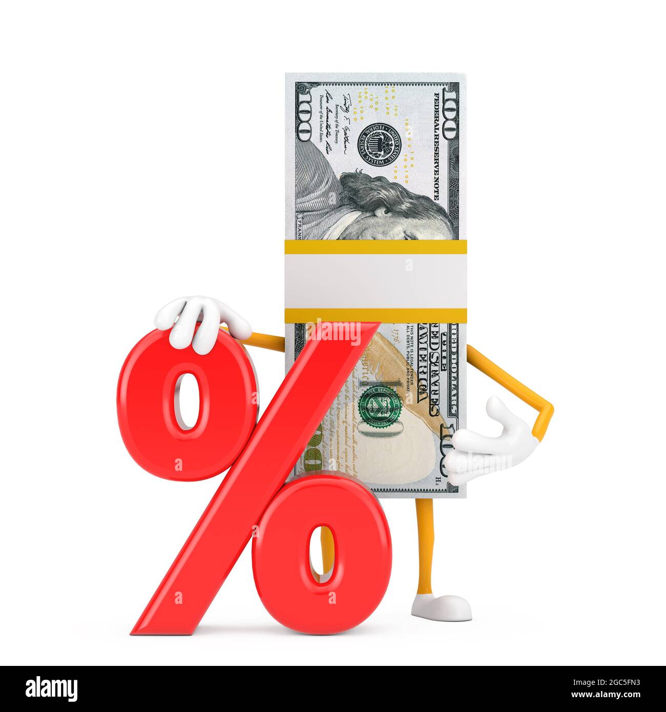 Stack of One Hundred Dollar Bills Person Character Mascot with Red ...