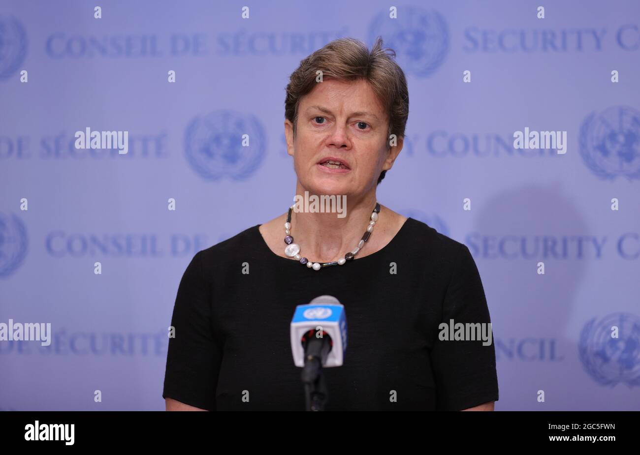 United Nations, New York, USA, August 06, 2021 - Barbara Woodward ...
