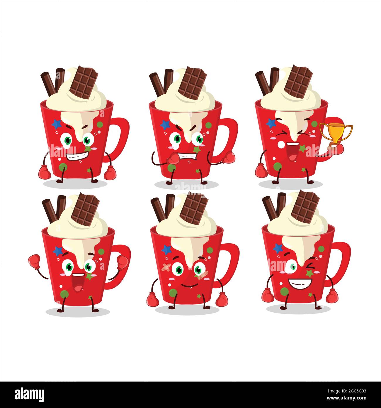 A sporty frappe coffee boxing athlete cartoon mascot design. Vector ...