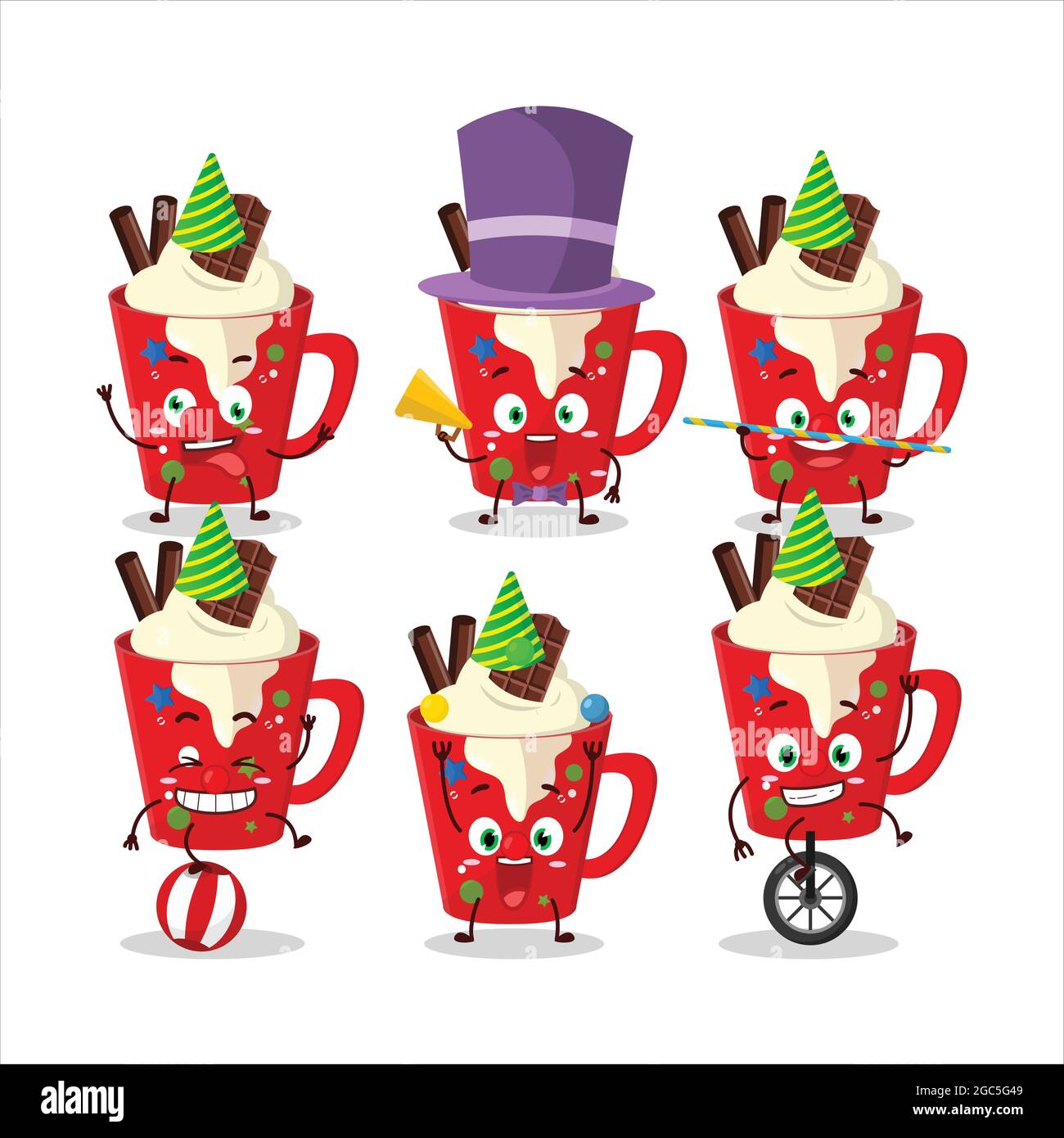 Cartoon character of frappe coffee with various circus shows. Vector ...