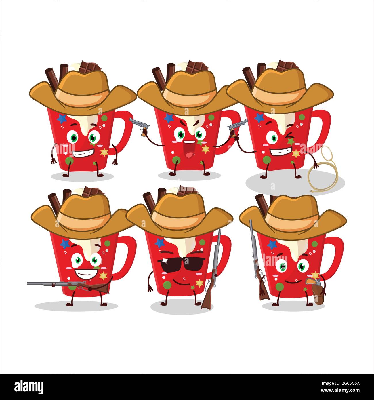 Cool cowboy frappe coffee cartoon character with a cute hat. Vector ...
