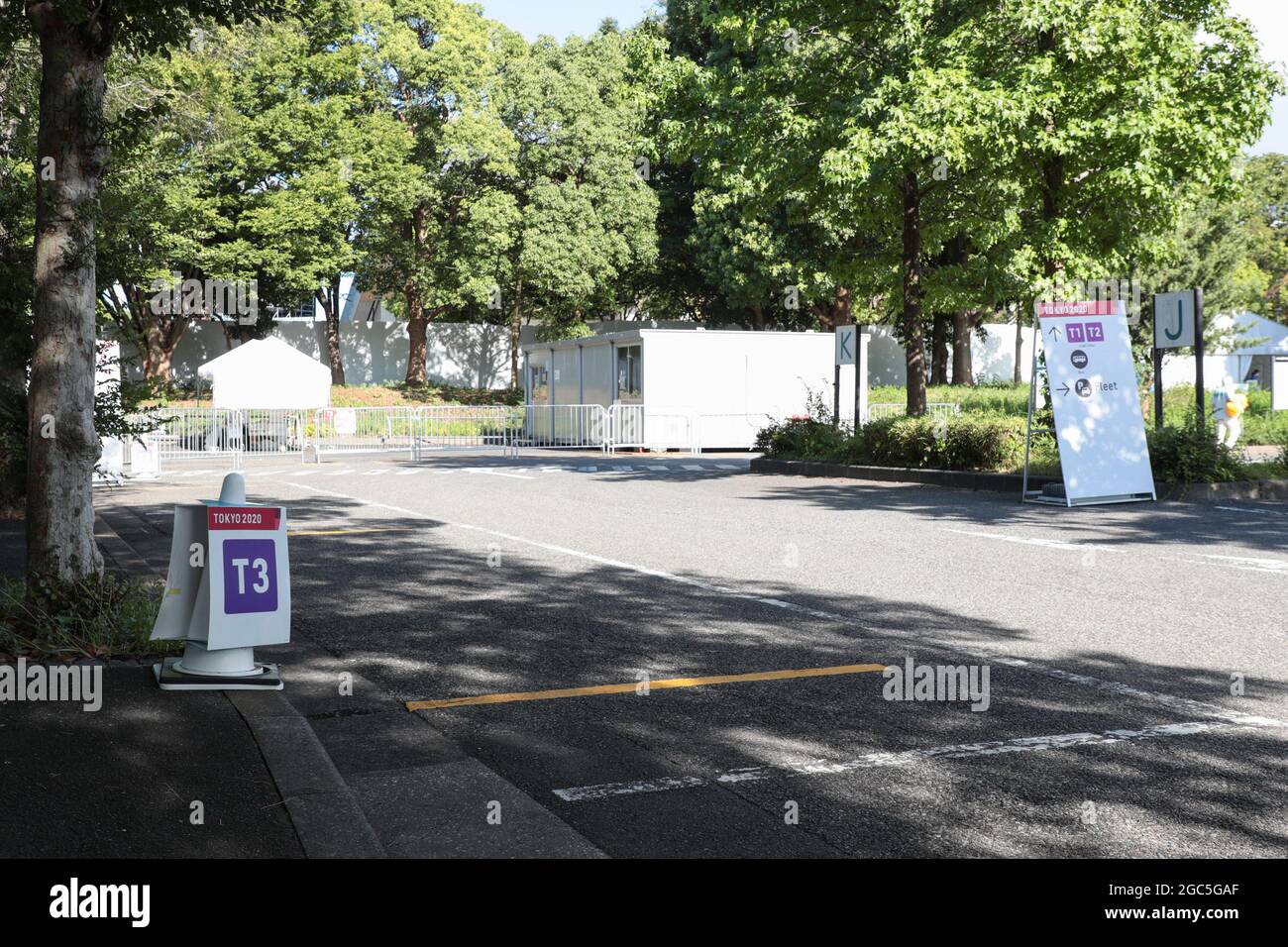 General view, AUGUST 6, 2021 : Transport parking area during the Tokyo ...