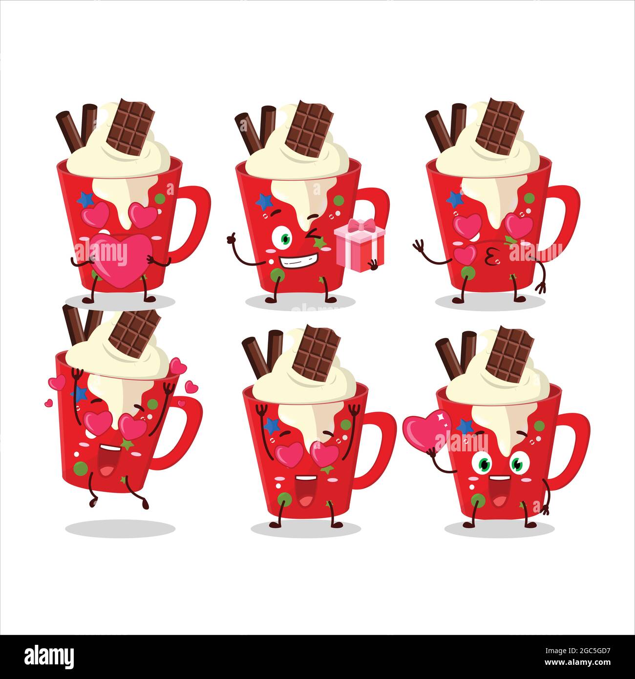 Frappe coffee cartoon character with love cute emoticon. Vector ...
