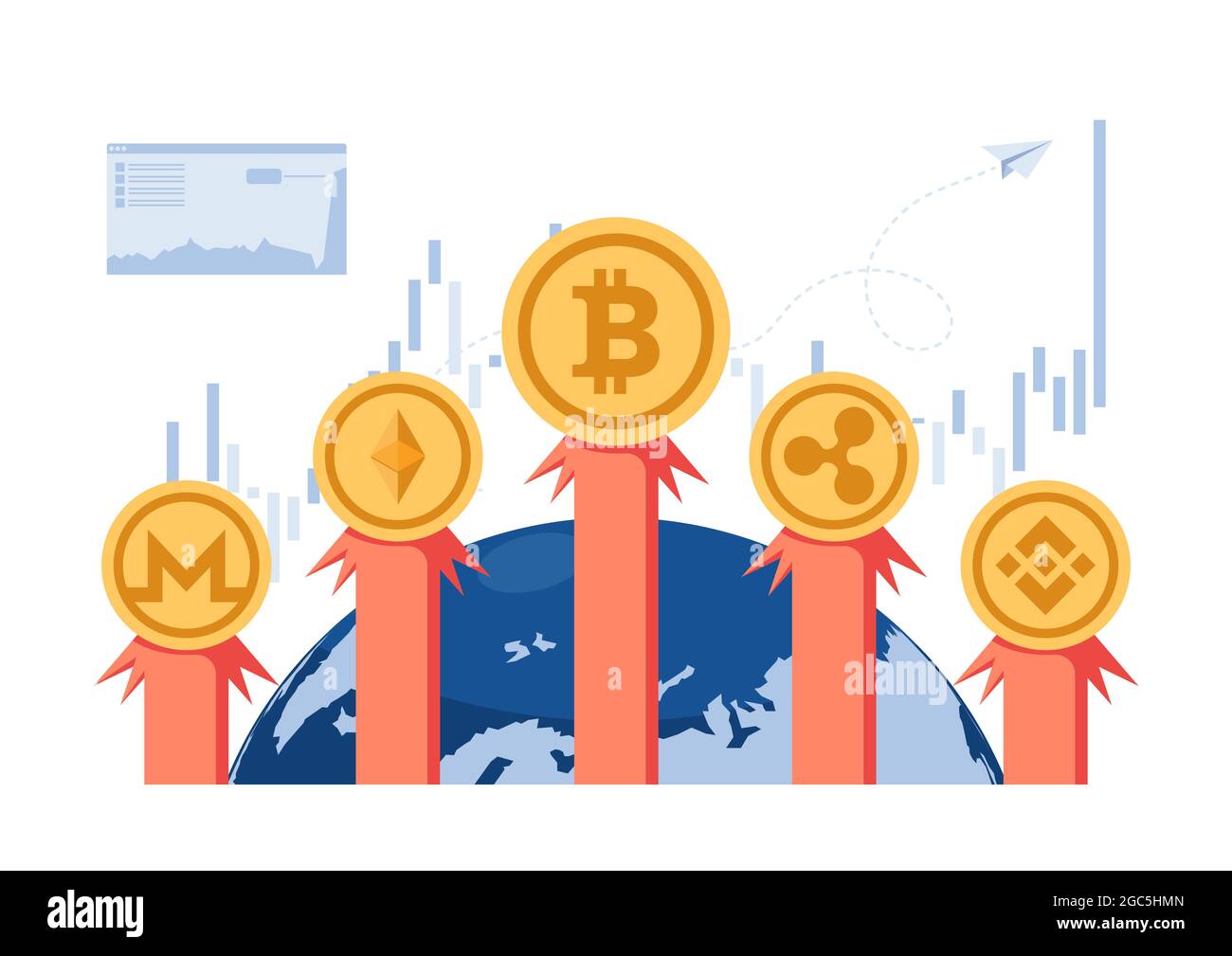 Bitcoin and Cryptocurrency Rocket Flying Out of The World ...