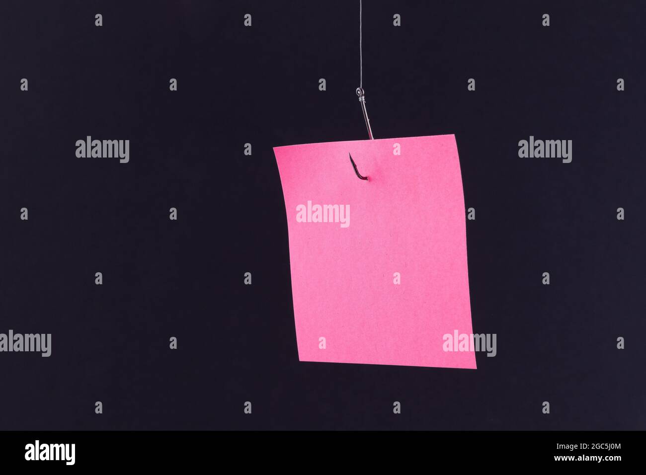Mockup of a Blank Pink Memo Paper with Copy Space Hanging on a Fishing ...