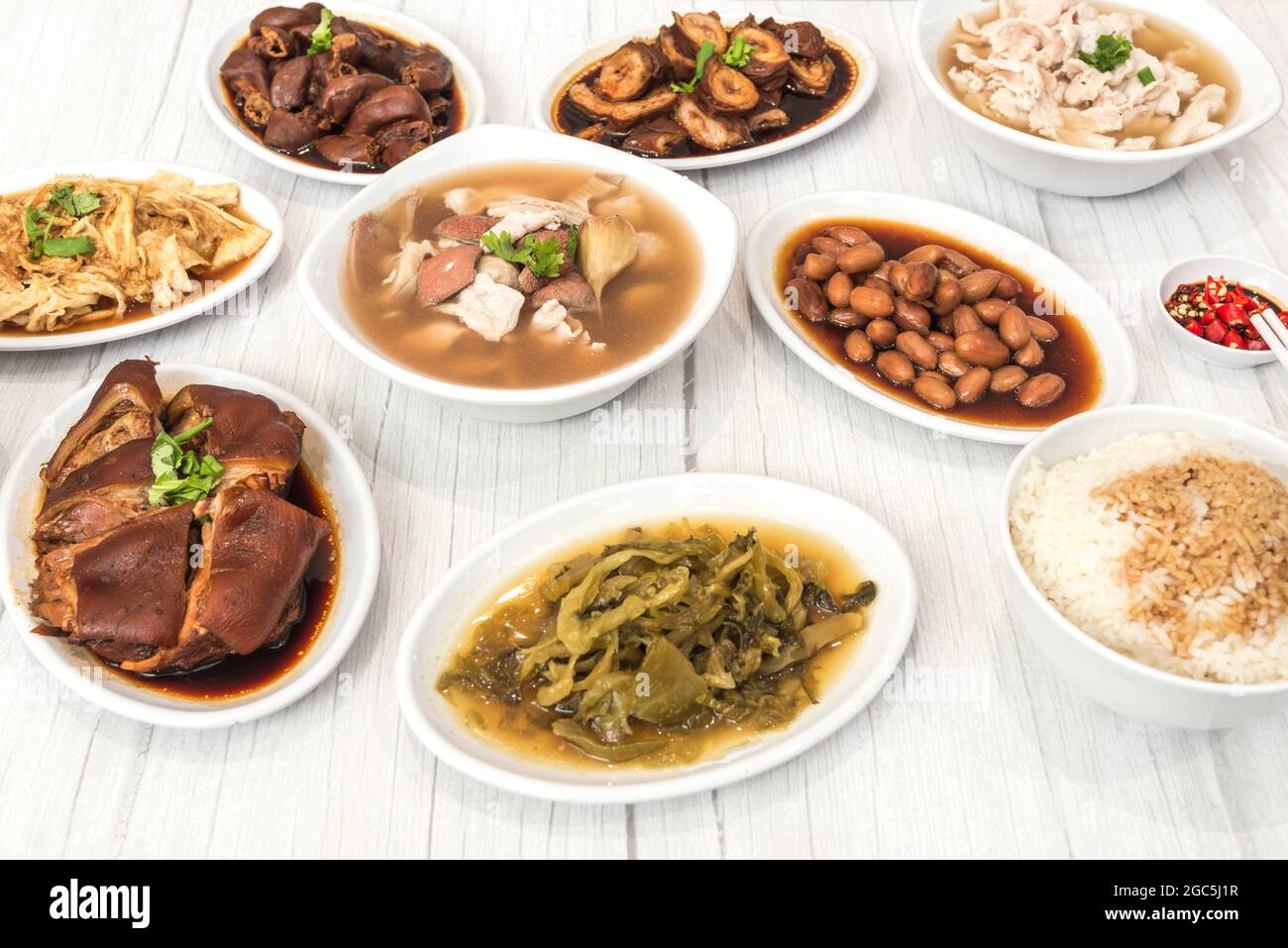 Stewed pork ribs and Bak Kut Teh set on the table Stock Photo - Alamy