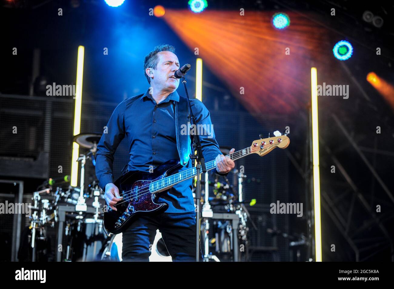 OMD , Performing Live in concert , Keepmoat Stadium , Doncaster , 14.06 ...