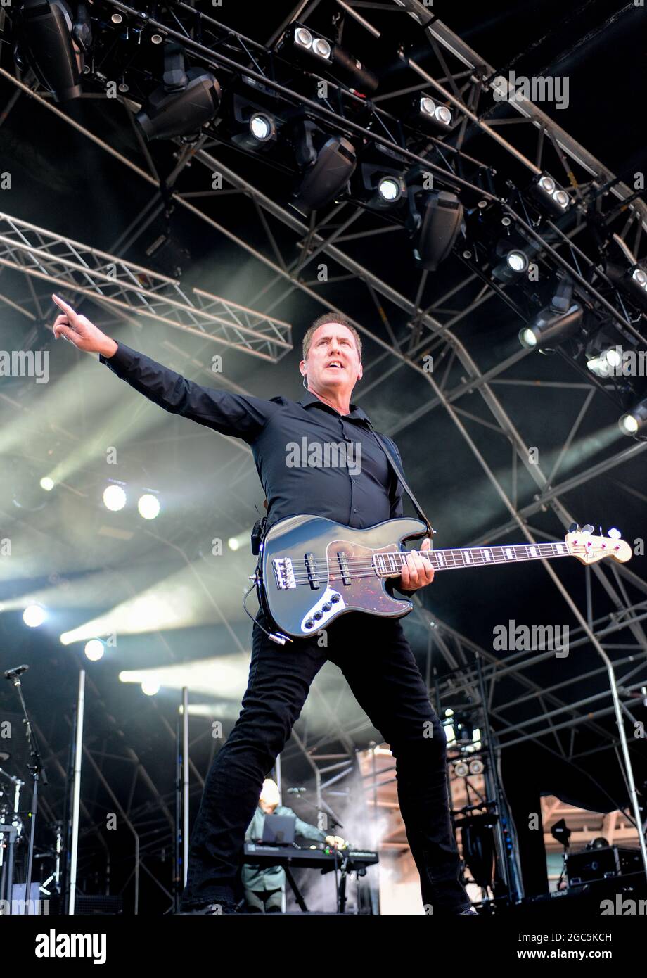 OMD , Performing Live in concert , Keepmoat Stadium , Doncaster , 14.06 ...