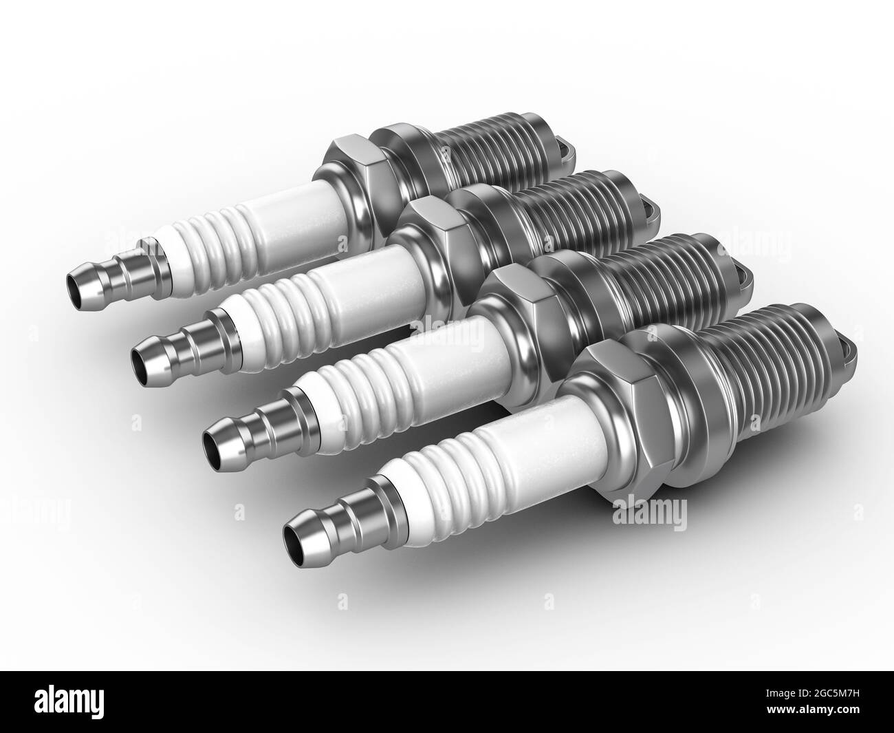 Spark plugs on a white background. 3d illustration Stock Photo - Alamy