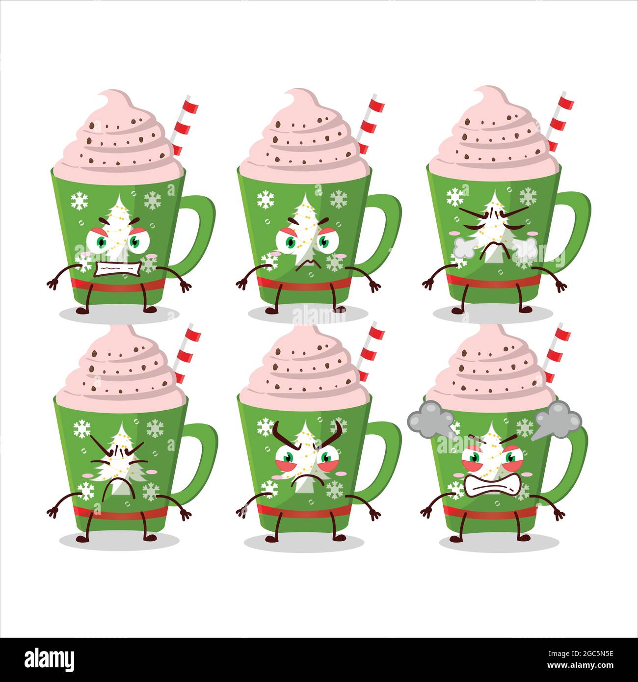 Frappe strawberry cartoon character with various angry expressions ...