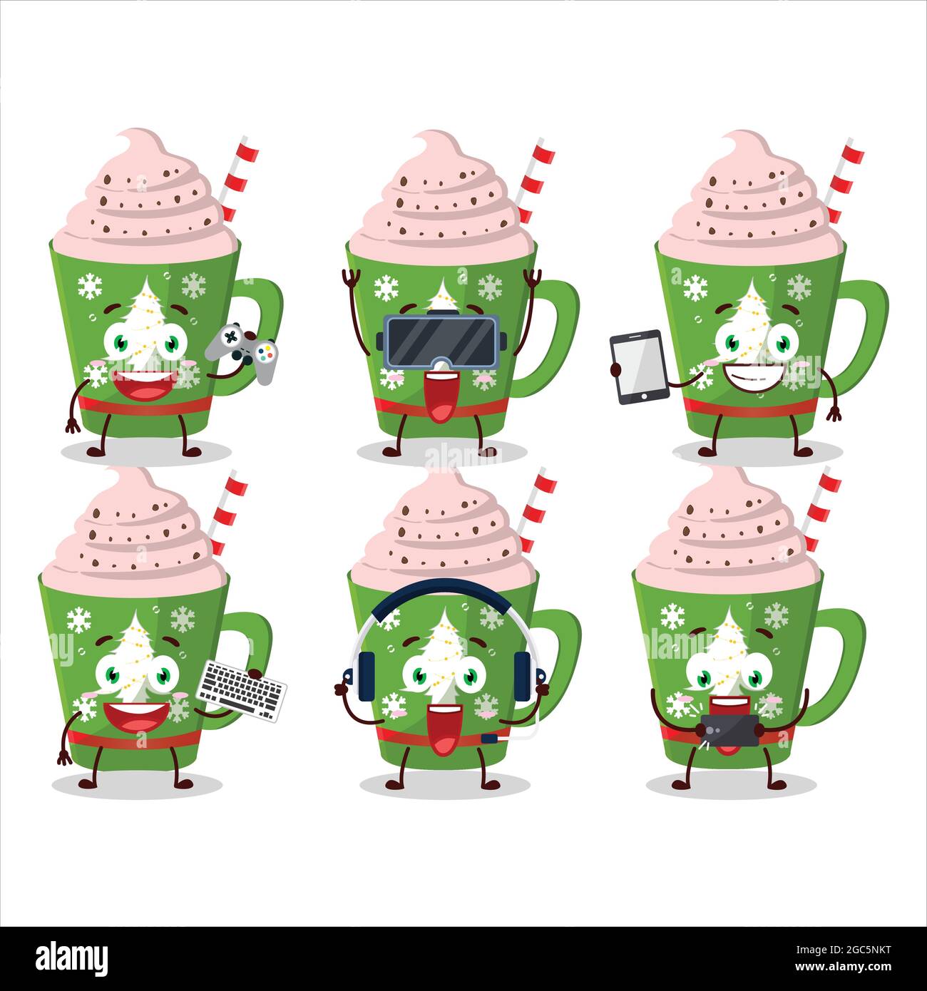 Frappe strawberry cartoon character are playing games with various cute ...