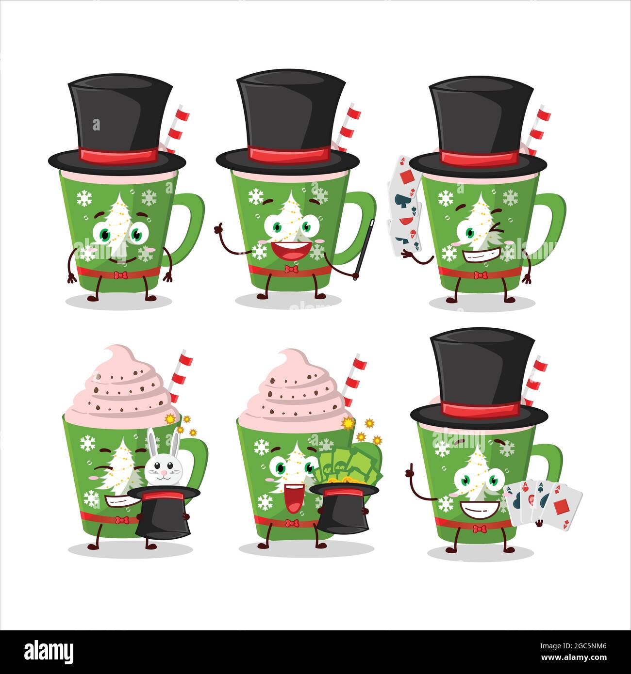 A frappe strawberry Magician cartoon character perform on a stage ...