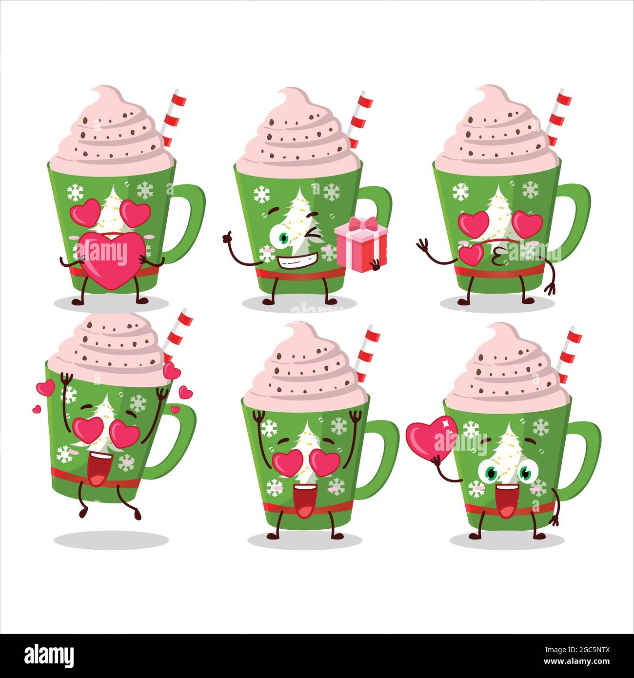 Frappe strawberry cartoon character with love cute emoticon. Vector ...