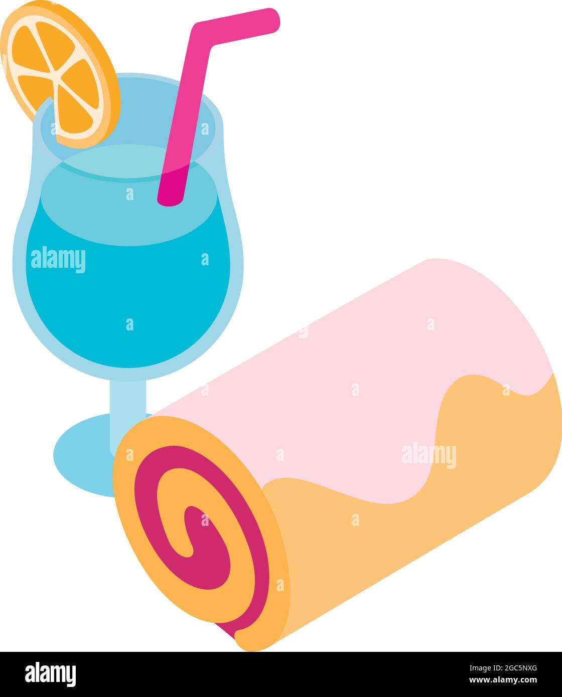 Cocktail party icon isometric vector. Summer alcoholic drink and fruit ...
