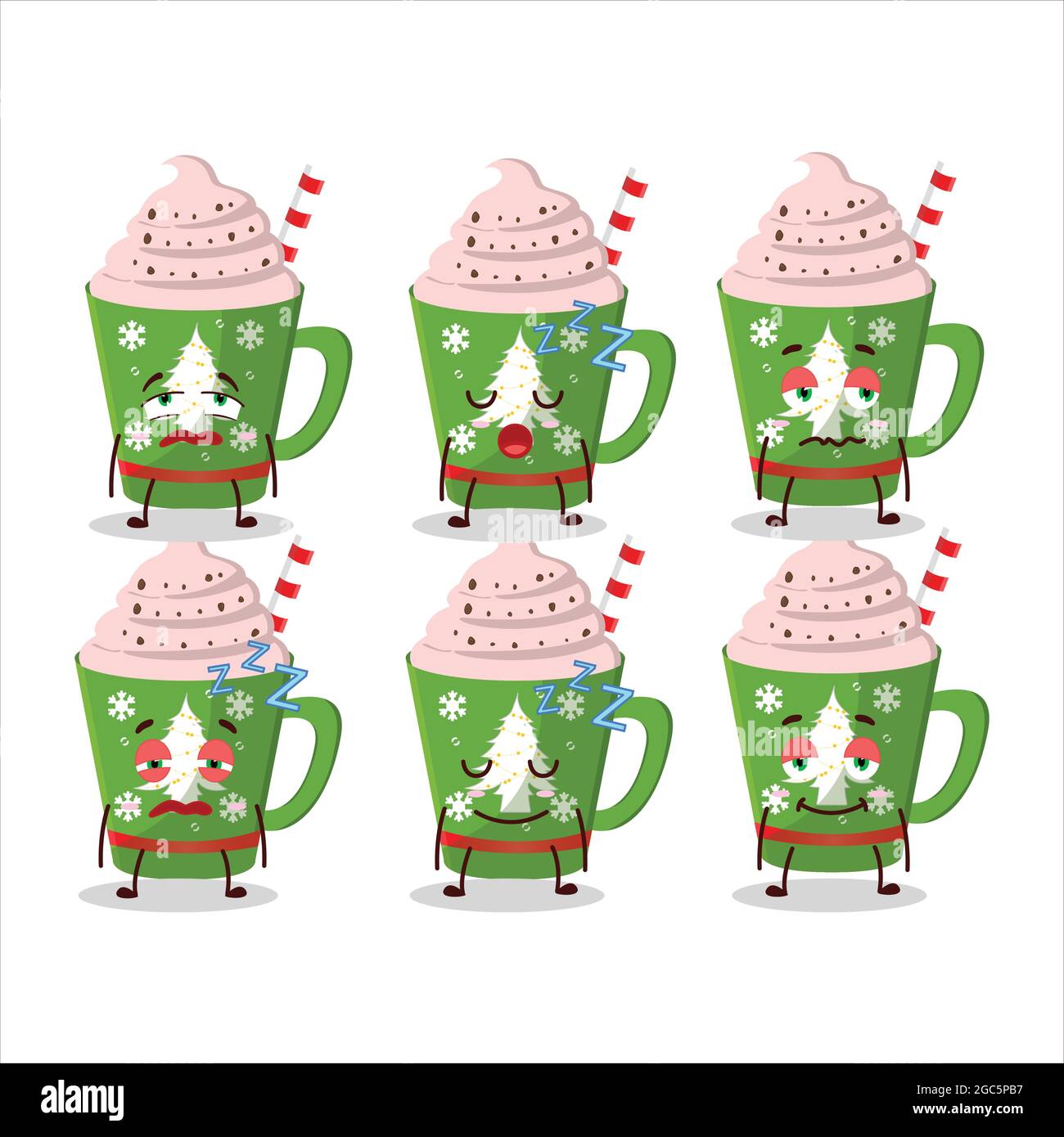 Cartoon character of frappe strawberry with sleepy expression. Vector ...